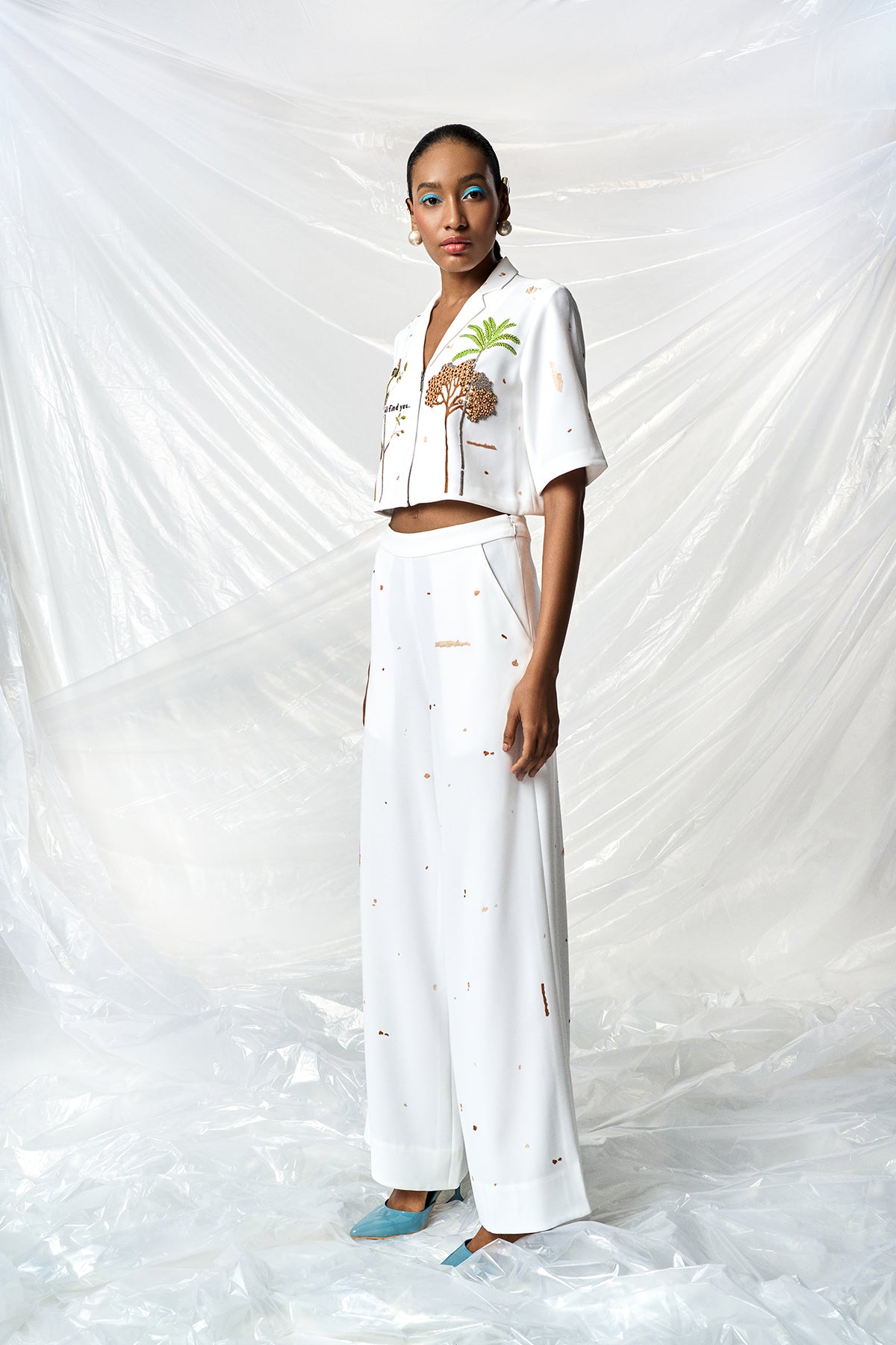 FLARED PANTS OF (SUMMER PLANT CROPPED SHIRT ) – Shahin Mannan